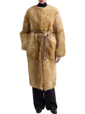 FFORME Demi Genuine Shearling Coat - Camel