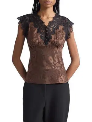Veronica Beard Pascaline Floral Print Top - Espresso