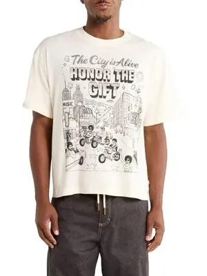 HONOR THE GIFT The City Is Alive Cotton Graphic T-shirt - Bone