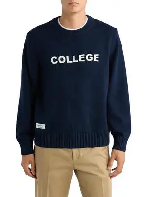 ROWING BLAZERS College Cotton Crewneck Sweater - Navy
