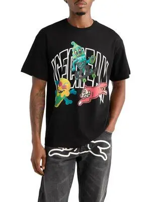 ICECREAM Marshmallow Cotton Graphic T-shirt - Black