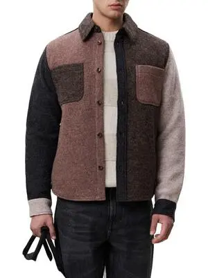 LES DEUX Wool Colorblocked Overshirt - Mol Brown