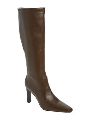 Jeffrey Campbell Spiraling Faux Leather Knee High Boot - Coffee