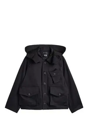 Y3 Hooded Cotton Twill Jacket - Black