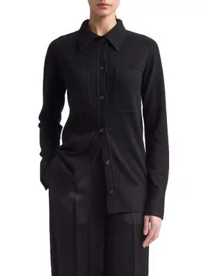 TOTEME Cashmere Button Down Knit Shirt - Black