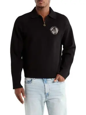 HONOR THE GIFT Quarter Zip Knit Polo - Black