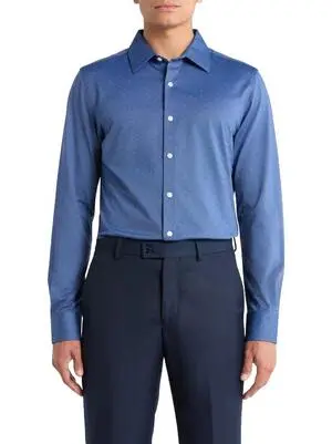 Bonobos Slim Fit Tech Pique Button Down Shirt - Dark Blue Triangle Texture