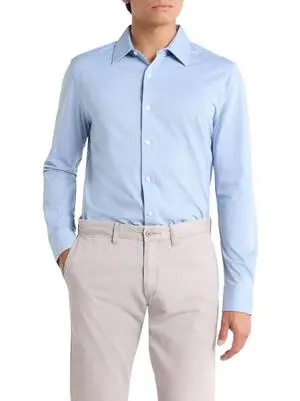 Bonobos Slim Fit Tech Pique Button Down Shirt - Light Blue Triangle Texture