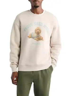 SANTO STUDIO Thugs Need Hugs Football Graphic Sweatshirt - Ivory