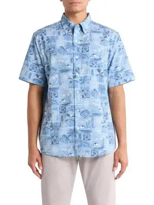 Reyn Spooner Tapa Montage Button Down Shirt - Blue