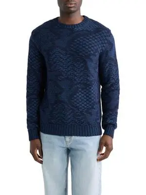 Etro Roma Wool Blend Jacquard Sweater - Marine