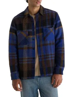 WAX LONDON Whiting Check Shirt Jacket - Blue/brown