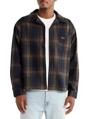 HONOR THE GIFT Plaid Flannel Overshirt - Navy