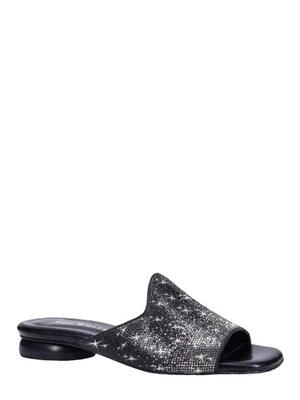 Ron White Bonetta Crystal Leather Slide Sandal - Onyx