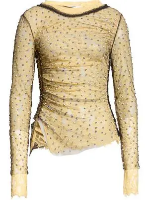 SIEDRES Faye Studded Lace & Mesh Top - Black/yellow