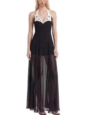 NOCTURNE Embroidery Detail Maxi Dress - Black