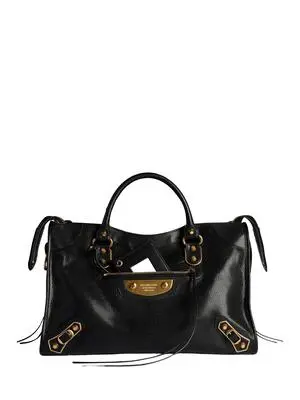 Balenciaga Le City Uptown Leather Handbag With Stud Detail - Black
