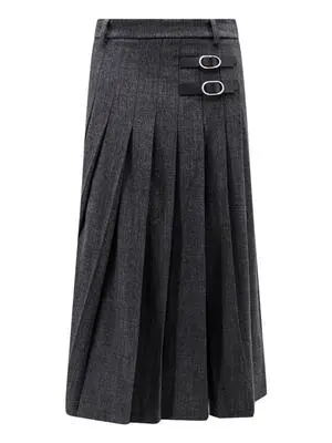 ACTUALEE Pleated Melange Midi Skirt