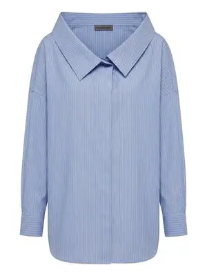 Balenciaga Oversized Cotton Stole Shirt Blue