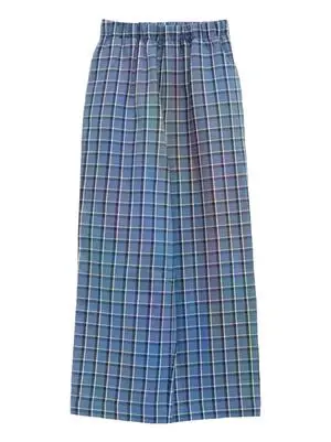 BASERANGE Claude Plaid Wide-leg Trousers - Blue