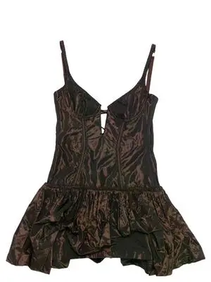 MARIA LUCIA HOHAN Ayna Corset-style Ruffled Mini Dress - Brown