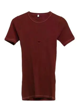 BASERANGE Heart Ribbed T-shirt Red