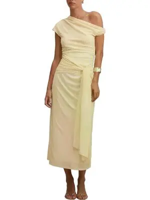 EVER NEW Piper Draped Tie Midi Dress Yellow