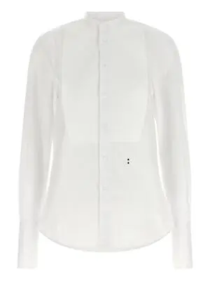 Fendi Poplin Shirt With Plastron Piqu - White