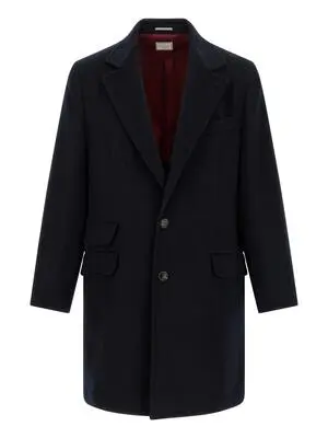 Brunello Cucinelli Wool Beaver Coat Blue