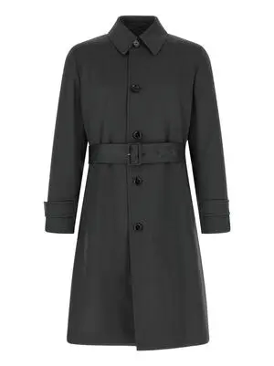 LARDINI Virgin Wool Trench Coat - Gray