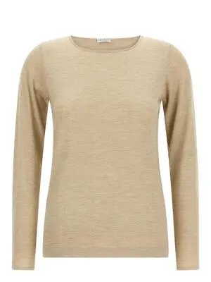 Brunello Cucinelli 'scollo A Barchetta In Lurex' Sweater Beige