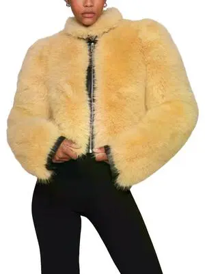 ET OCHS Faux-fur Cropped Jacket - Yellow