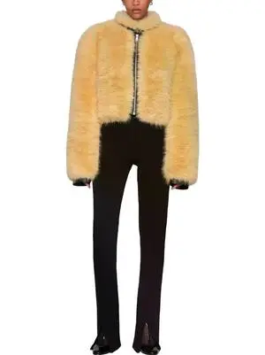 ET OCHS Faux-fur Cropped Jacket - Yellow