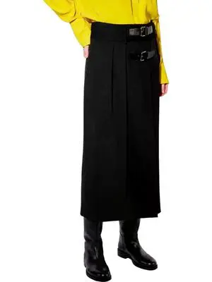 Liviana Conti Buckle-detail Pleated Midi Skirt - Black