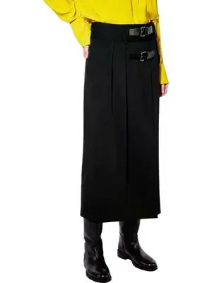 Liviana Conti Buckle-detail Pleated Midi Skirt - Black