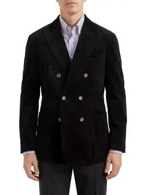 Brunello Cucinelli Double-breasted Corduroy Blazer - Black