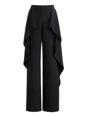 GEMY MAALOUF Ruffled Crepe-texture Trousers - Black
