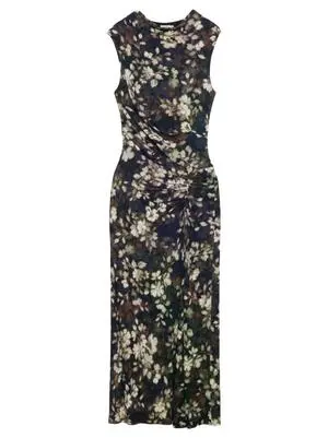 Simkhai Acacia Floral-print Draped Maxi Dress - Black