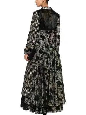 QUETSCHE Prince Of Wales Check Layered Coat - Black