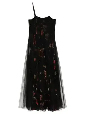 QUETSCHE Floral-print Tulle-overlay Dress - Black