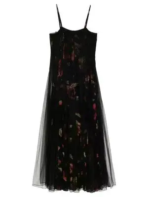 QUETSCHE Floral-print Tulle-overlay Dress - Black