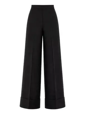 GEMY MAALOUF Pressed-crease Turned-up-cuff Trousers - Black