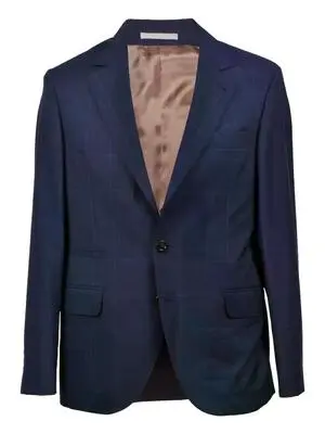 Brunello Cucinelli Windowpane-pattern Virgin Wool Suit - Blue