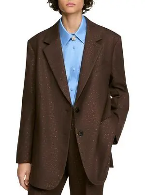 Sandro Beatrice Relaxed Rhinestone Blazer - Brown