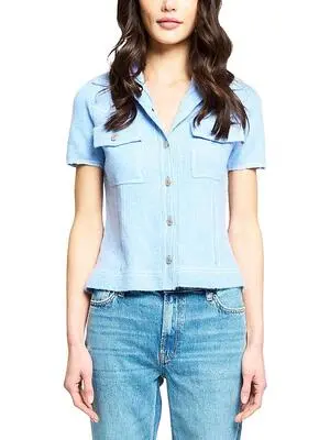 Central Park West Sienna Western Short Sleeve Sweater - Blue