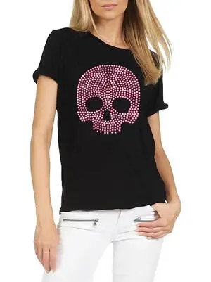 Lauren Moshi Edda X Pink Stud Skull Tee - Black
