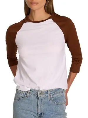 Michael Lauren Katya Raglan 3/4-sleeve Tee - White Cinamon