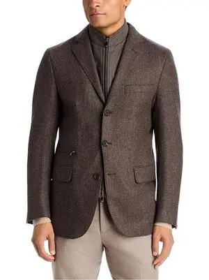 Corneliani Wool & Cashmere Removable Bib Id Jacket - Heather Brown
