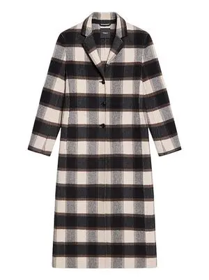 Theory Long Wool Blend Coat - Brown Multi