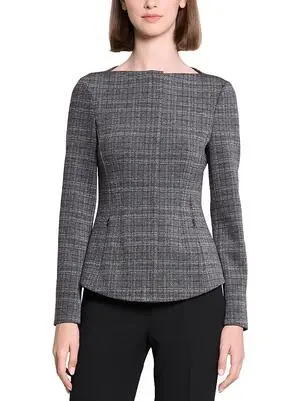 Theory Boat Neck Zip Jacket - Wine Multi